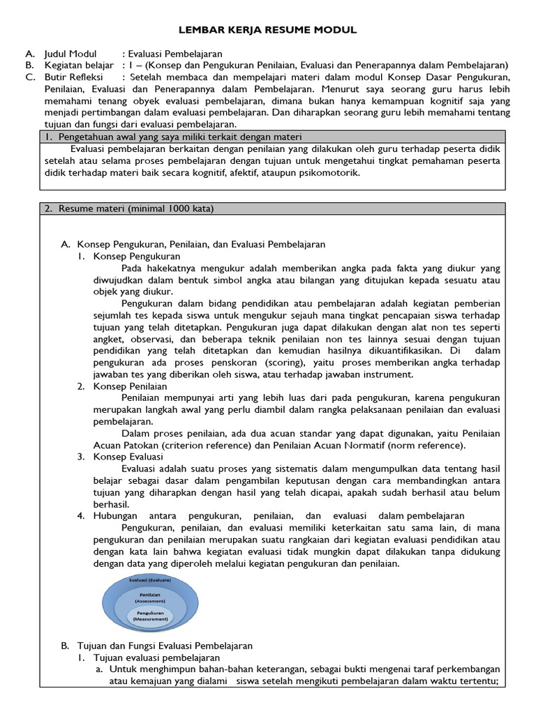 Lembar Kerja Resume Modul KB 1 | PDF Lembar Kerja Resume Modul KB 1 | PDF