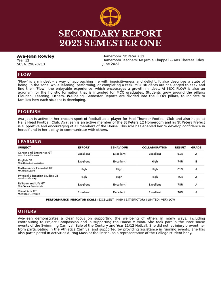 2023 Semester 1 Rowley Ava-Jean 12 Stu0236865 | PDF | Cognition ...