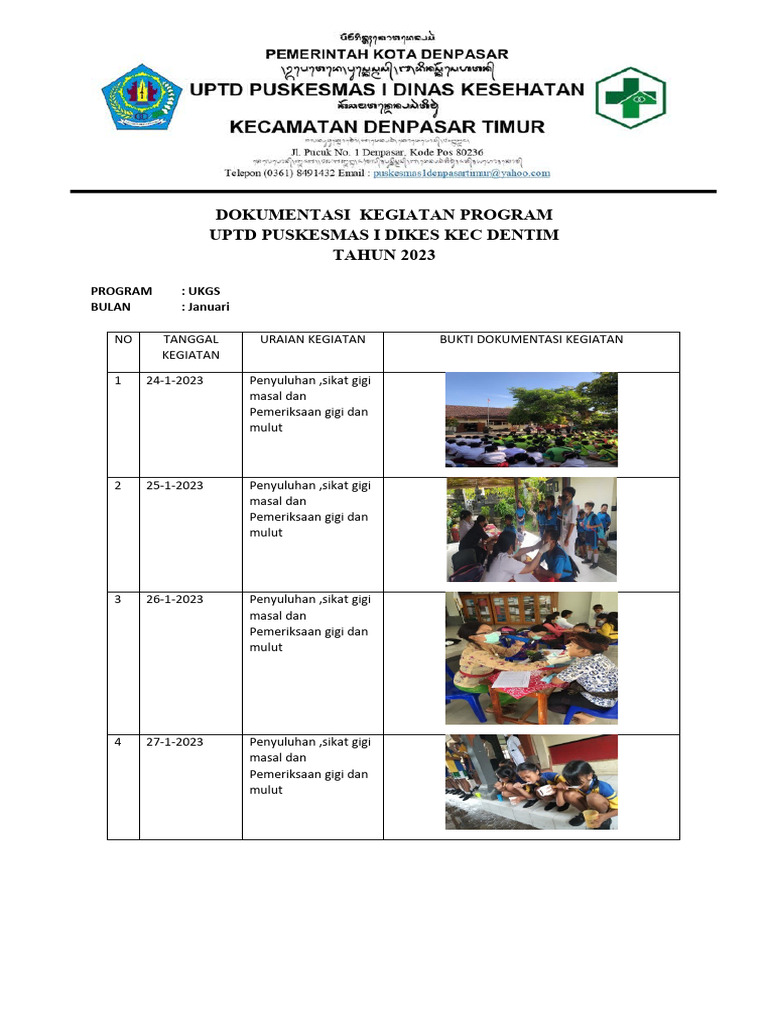 FORM REKAPAN DOKUMENTASI KEGIATAN 2023 | PDF