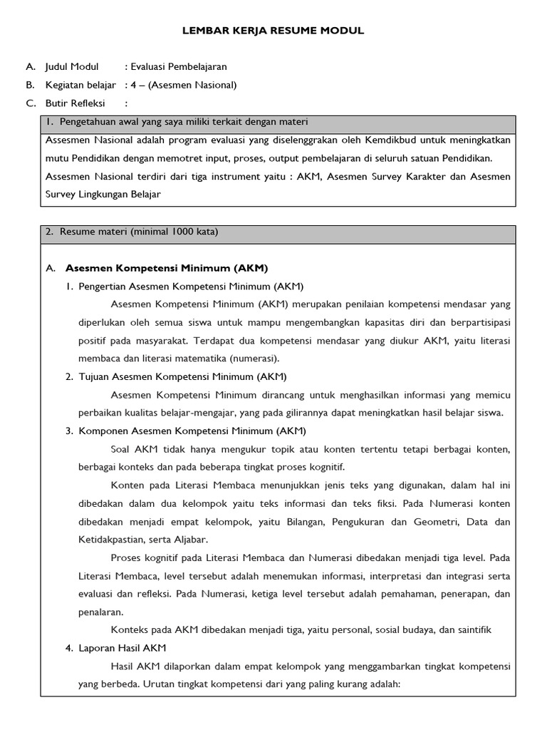 Lembar Kerja Resume Modul KB 4 | PDF Lembar Kerja Resume Modul KB 4 | PDF