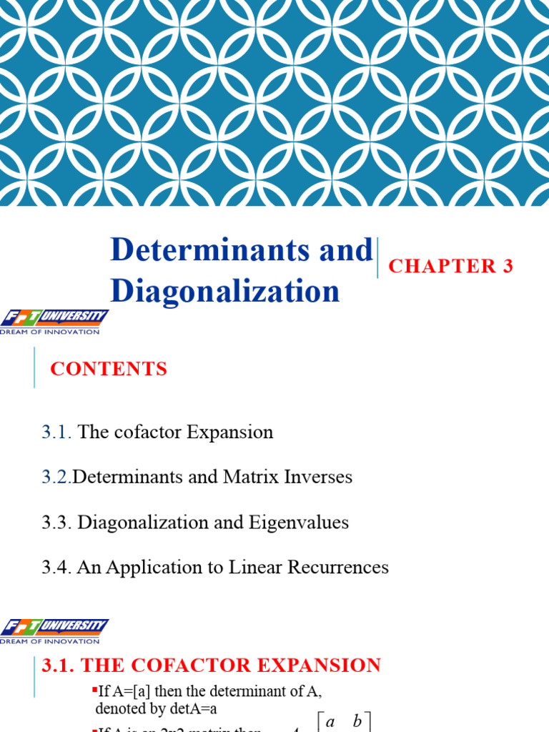 Chapter 3 - Determinants and Diagonalization | PDF | System Of Linear Equations | Eigenvalues ...