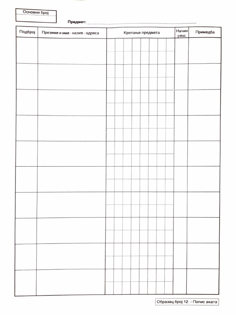 Formular Za Popis Akata | PDF