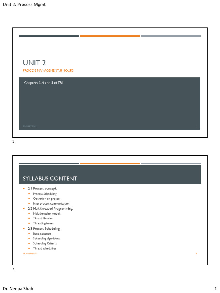 Unit 2 - Process MGMT | PDF | Thread (Computing) | Process (Computing)