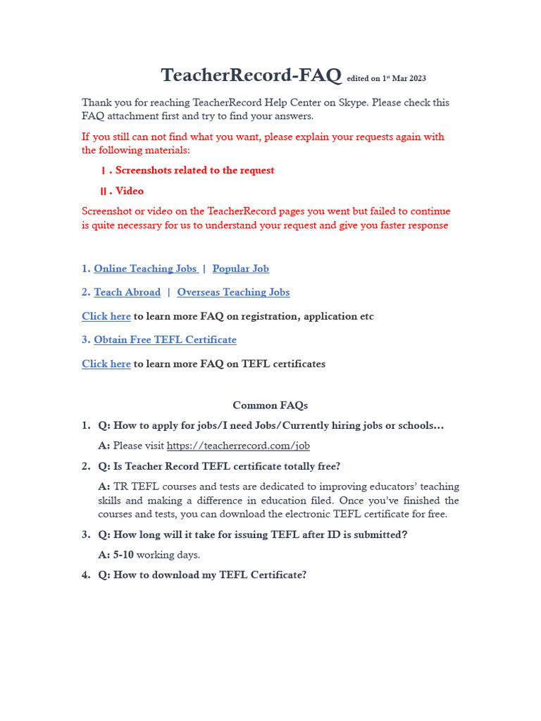 FAQ of TeacherRecord (S) | PDF | Computing