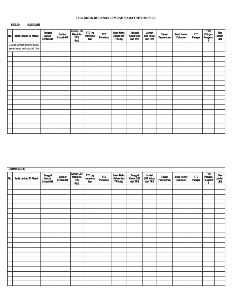 Log Book Bulanan Limbah b3 | PDF