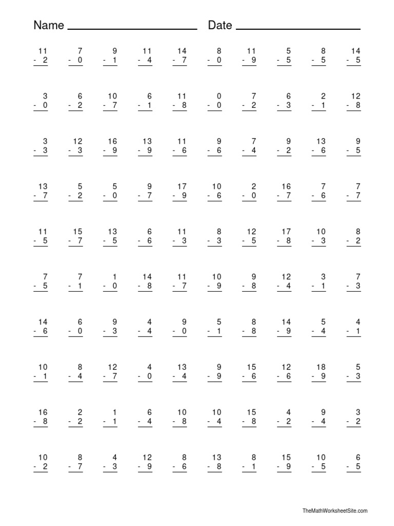 Subtract 5 Minute Drill | PDF