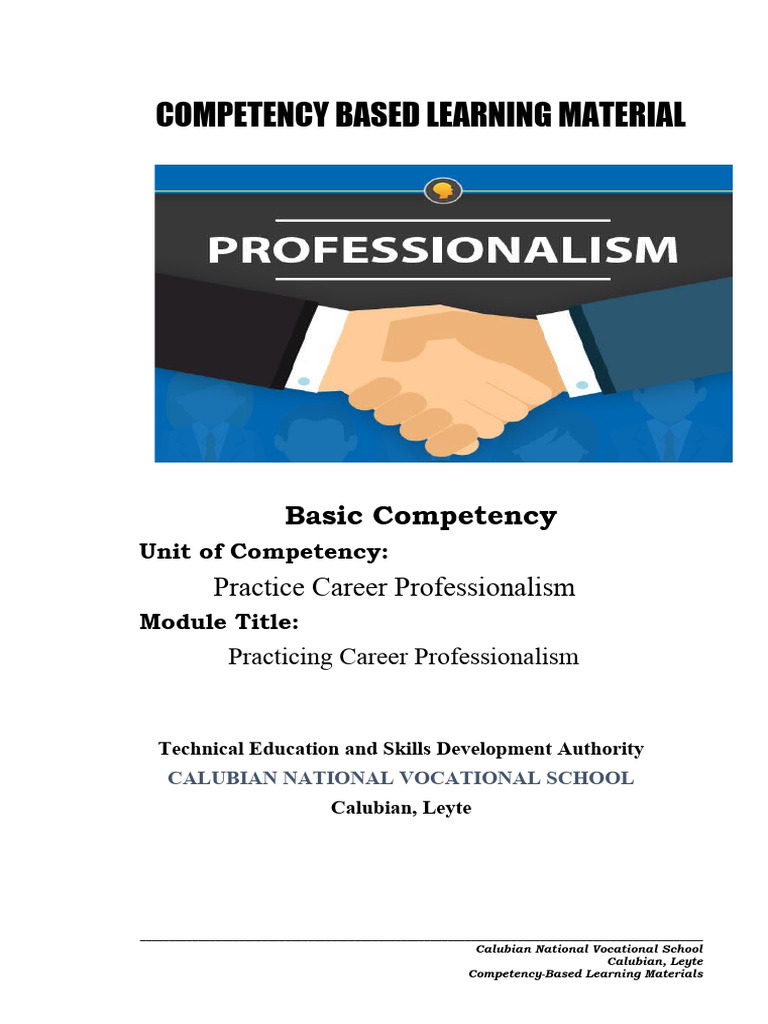 CBLM Practice Career Professionalism | PDF | Goal | Social Psychology