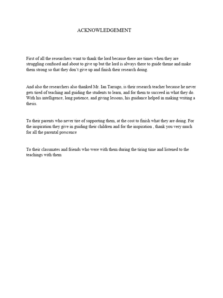 Acknowledgement PR 1 | PDF | Career & Growth