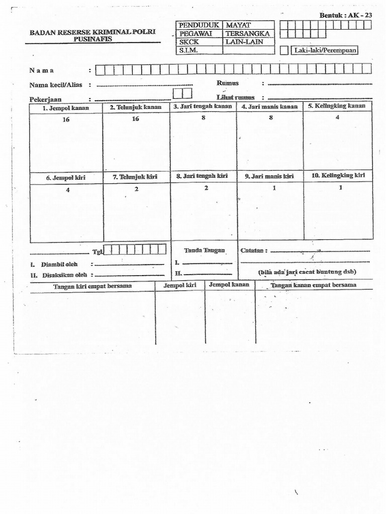Form Sidik Jari SKCK - 221110 - 054325 | PDF