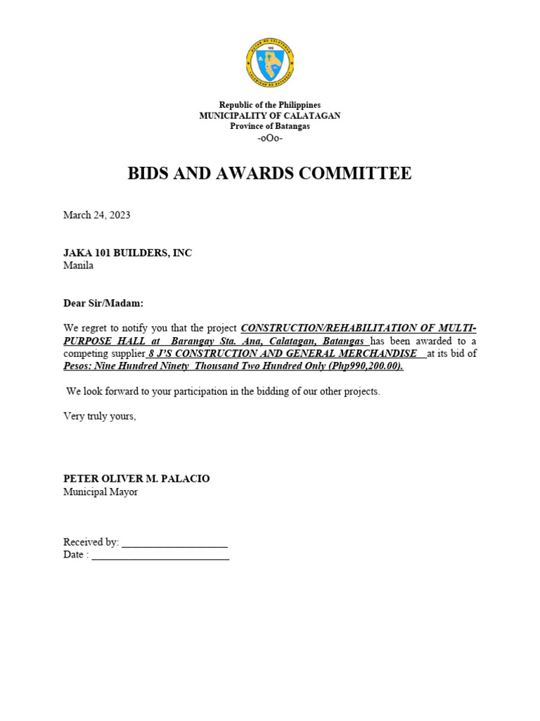 Notification of Bidding Results | PDF