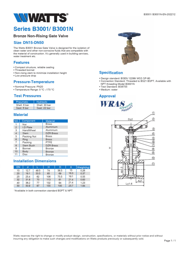 ES - Model B3001, B3001N | Download Free PDF | Valve | Building Engineering