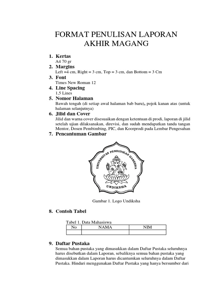 Format Laporan Akhir Magang | PDF