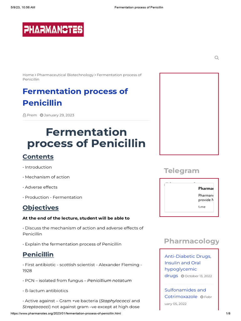 Fermentation Process of Penicillin | Download Free PDF | Penicillin ...