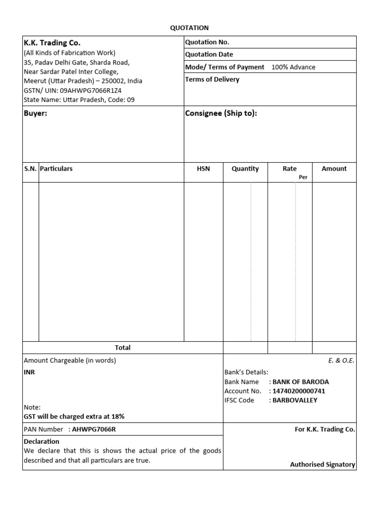 Quotation - Format | PDF