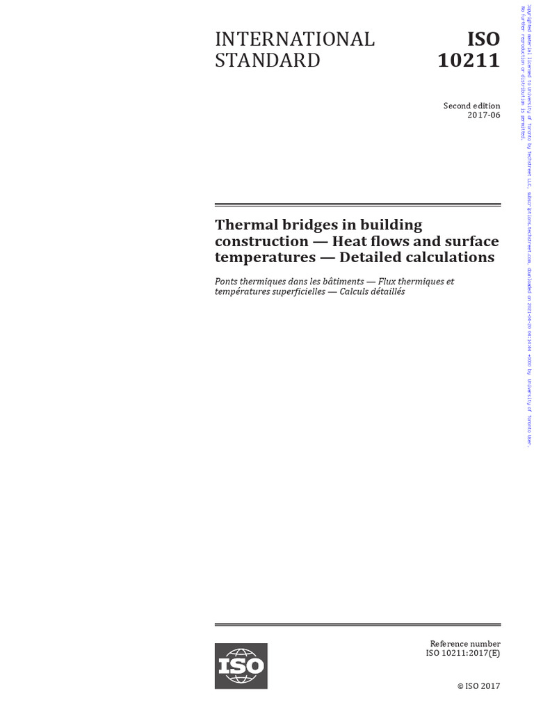 Iso 10211-2017 | PDF | International Organization For Standardization | Heat Transfer