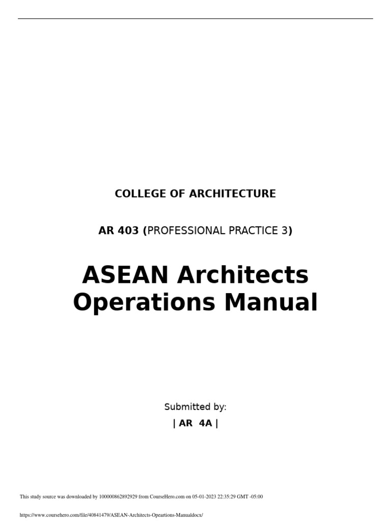 ASEAN Architects Operations Manual | PDF | Architect