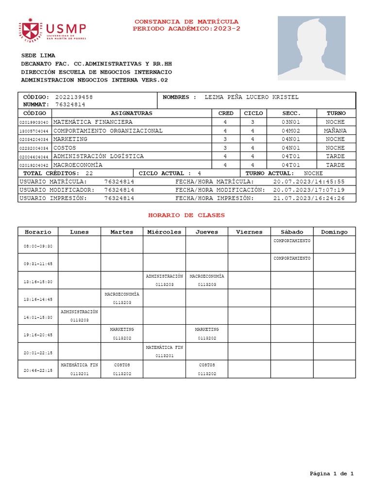 Horario de Lucero | PDF