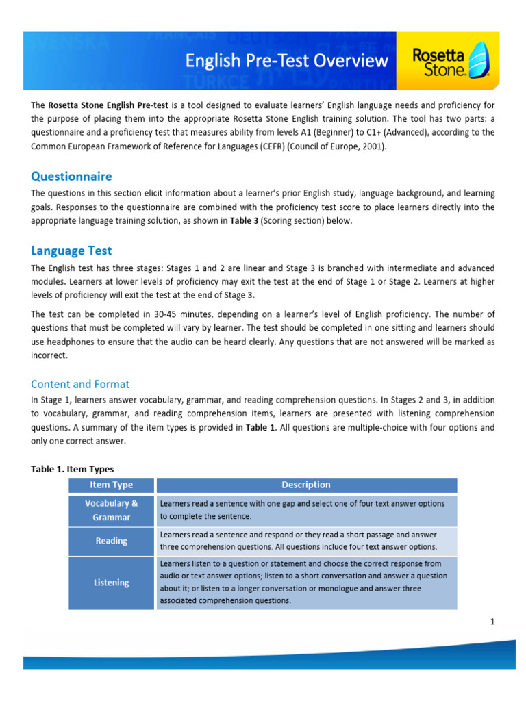Catalyst English Pre Test Info Sheet | PDF | Reading Comprehension ...