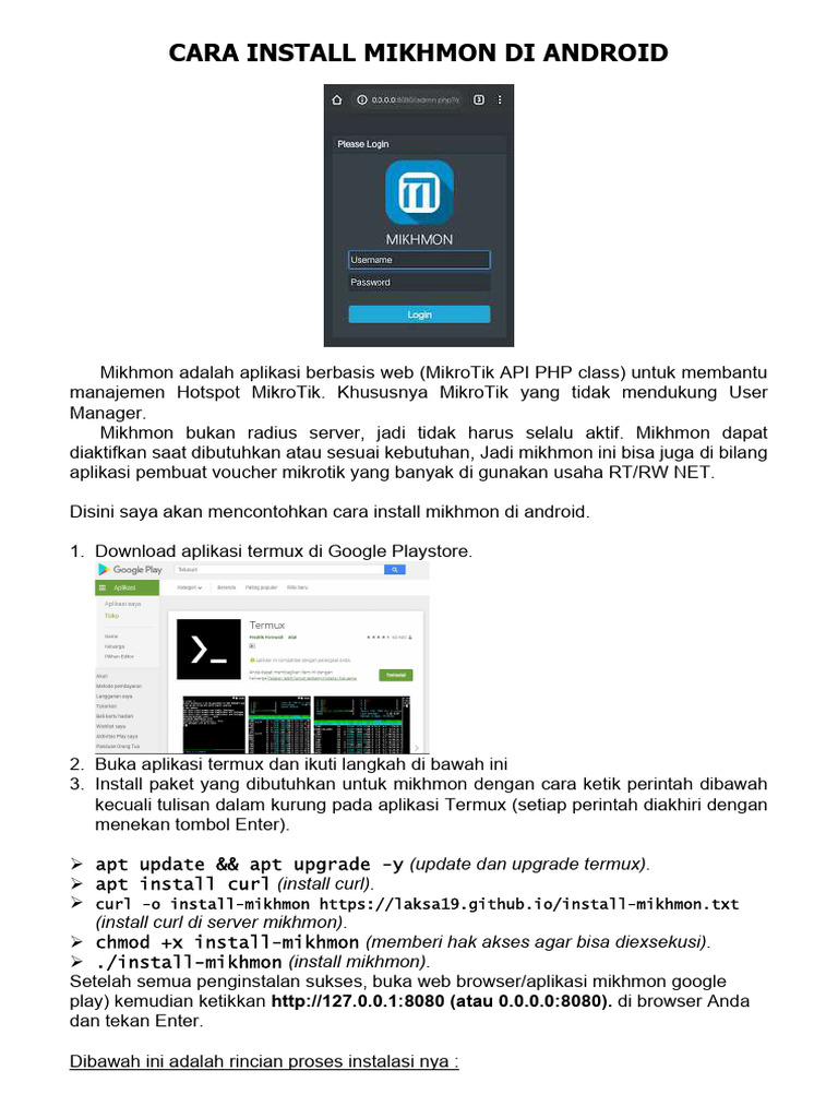 Cara Install Mikhmon Android | PDF