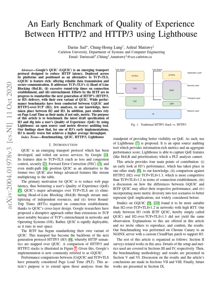 An Early Benchmark of Quality of Experience Between HTTP/2 and HTTP/3 ...