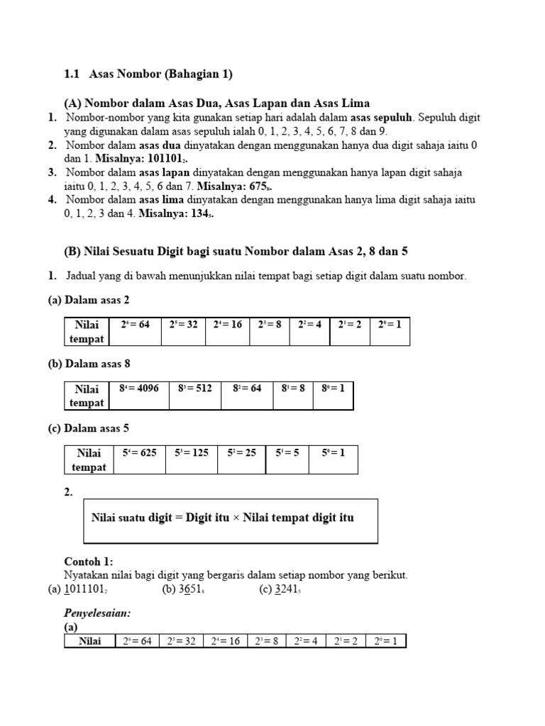 Nota Matematik Bab 2 Asas Nombor t4 | PDF Nota Matematik Bab 2 Asas Nombor t4 | PDF