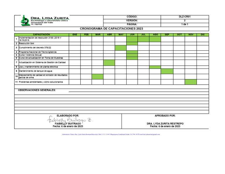 Cronograma de Capacitaciones | PDF