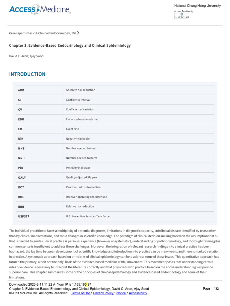 Chapter 3 - Evidence-Based Endocrinology and Clinical Epidemiology ...