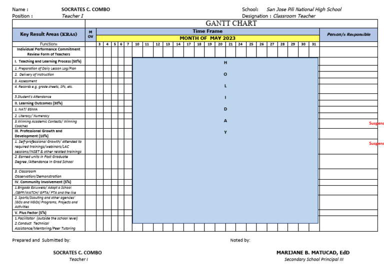 GANTT CHART - Template 2 | Download Free PDF | Teachers | Education Theory