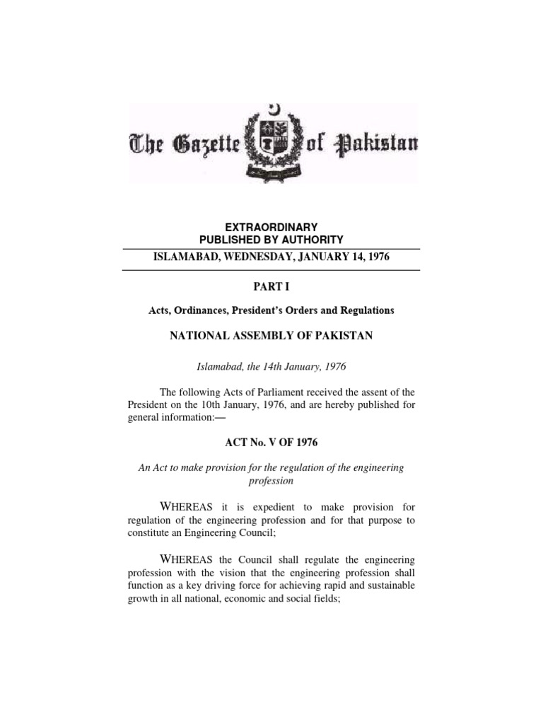 PEC Act 1976 | PDF | Tribunal | Engineering