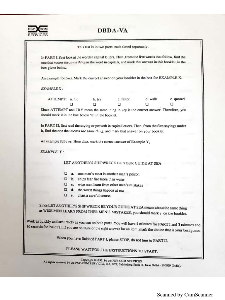 Dbda Aptitude Test Questionnaire | PDF