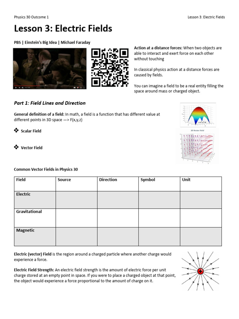 Lesson 3 Electric Fields | PDF | Field (Physics) | Electric Field