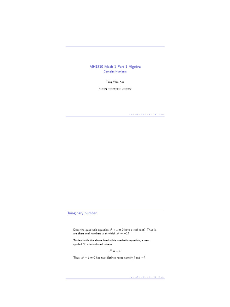 M1810 Week1 | PDF | Numbers | Complex Number