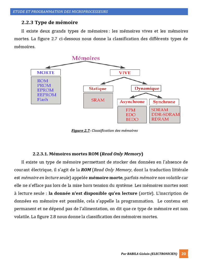Types de mémoires : Vives et Mortes | PDF | Mémoire (informatique ...