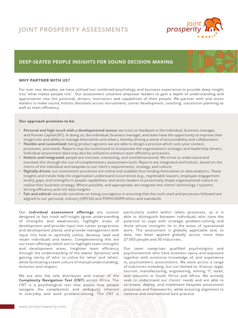 Joint Prosperity Assessments FA | PDF | Psychometrics | Strategic ...