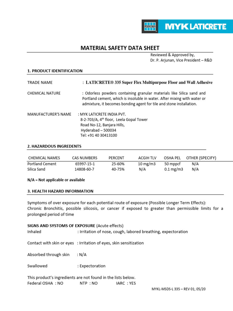 LATICRETE 335 Super Flex TDS | PDF | Safety | Occupational Safety And ...