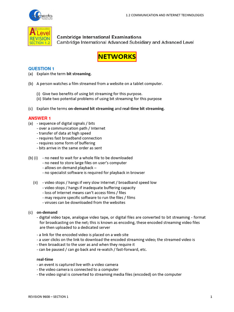 Bit Streaming and Network Technologies | PDF | Computer Network ...