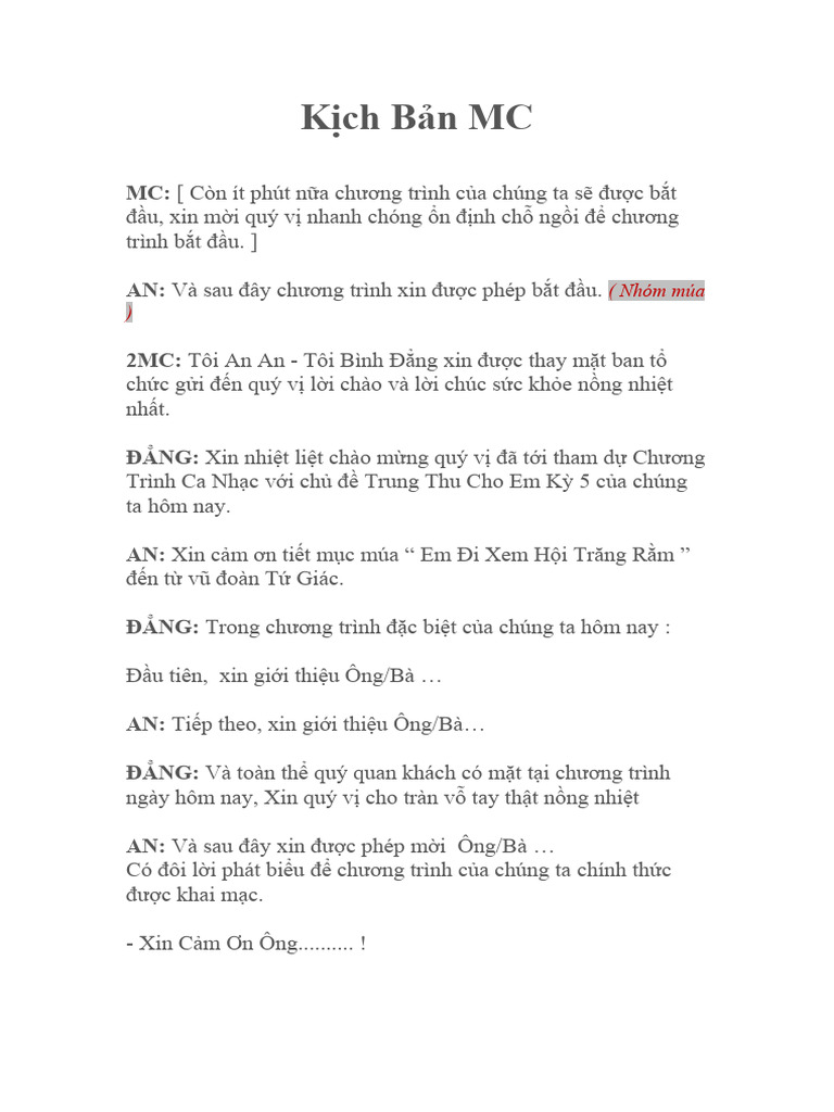 KB MC Trung Thu | PDF