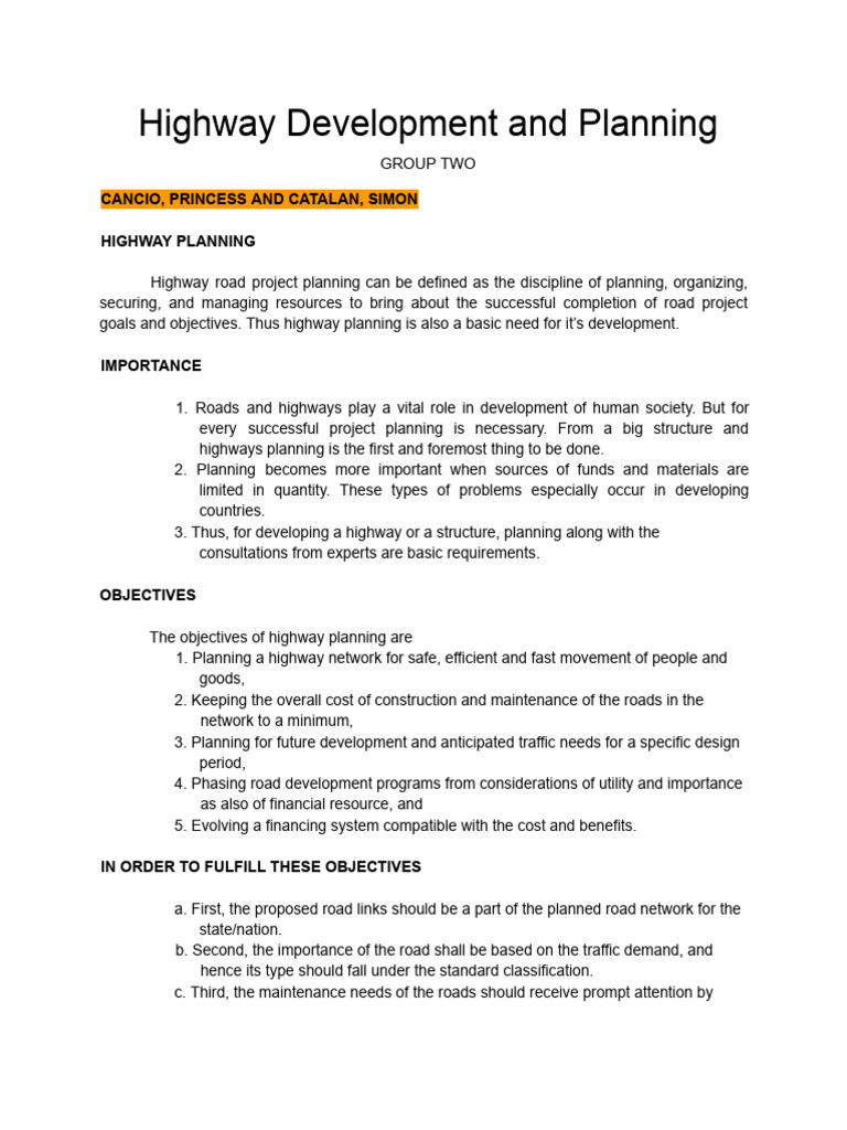 Highway Development and Planning | PDF | Road | Controlled Access Highway