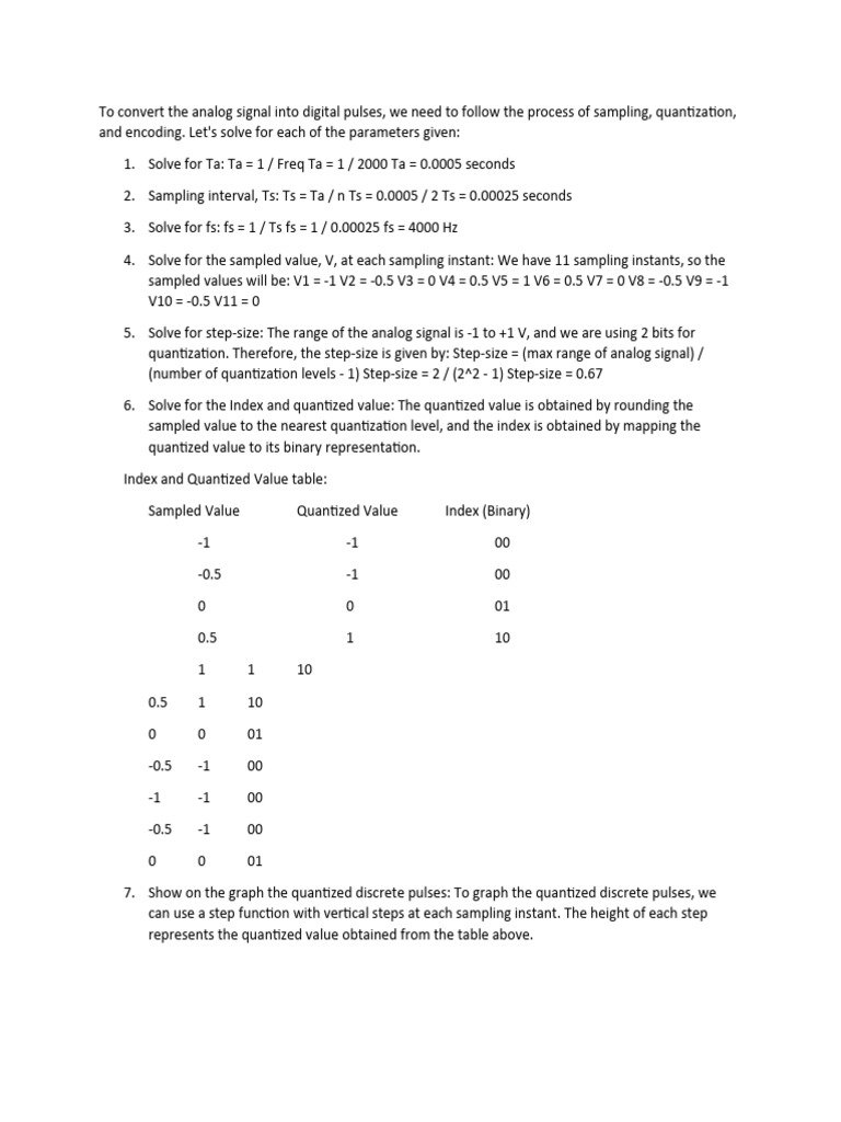 To Convert The Analog Signal Into Digital Pulses | PDF | Sampling (Signal Processing) | Computer ...
