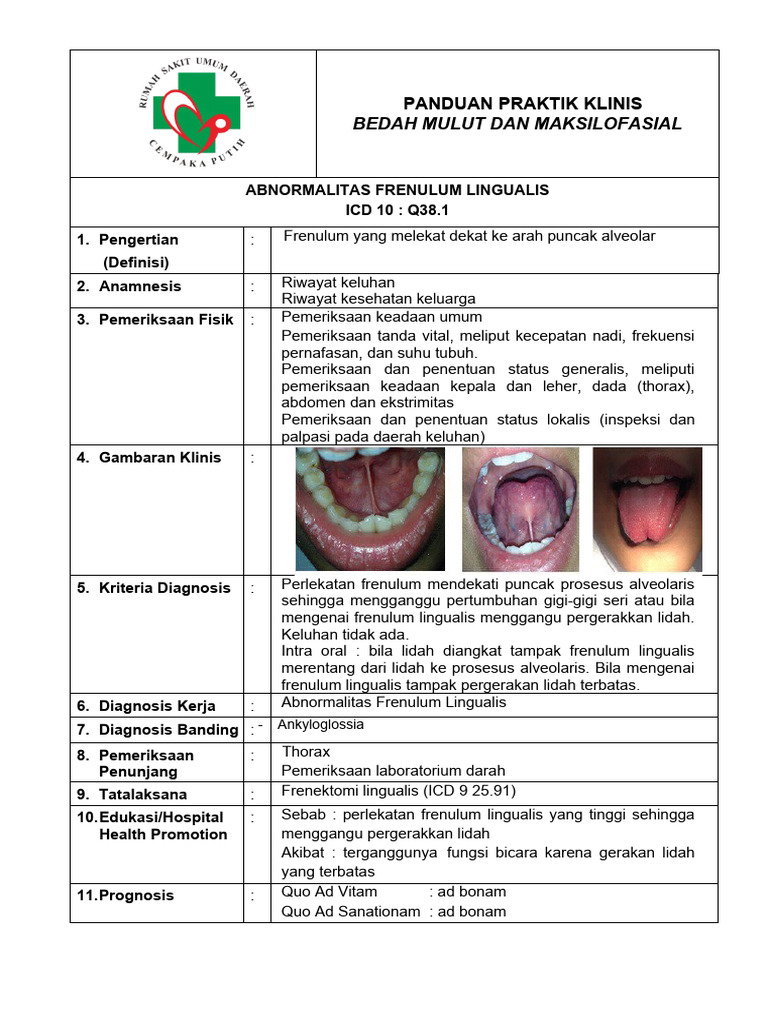 Abnormalitas Frenulum Lingualis | PDF