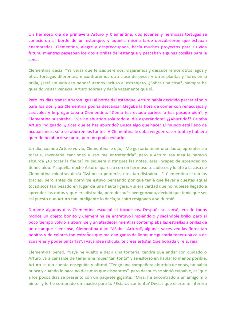 Arturo Y Clementina Cuento Pdf
