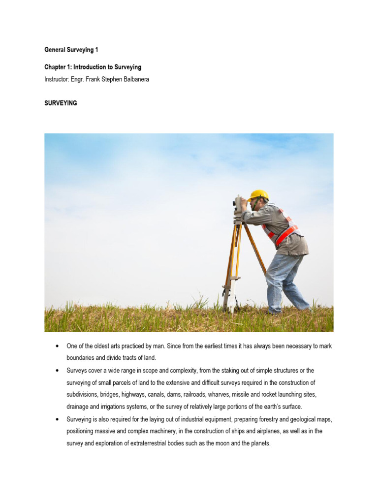 CHAPTER 1 - Introduction To Surveying | Download Free PDF | Surveying | Errors And Residuals
