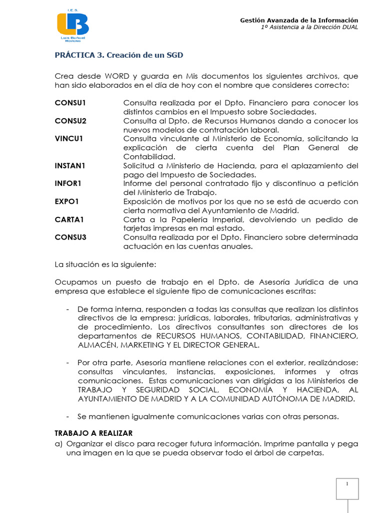 UT 2. Práctica 3. Creación de Un SGD | PDF | Gestión de recursos ...