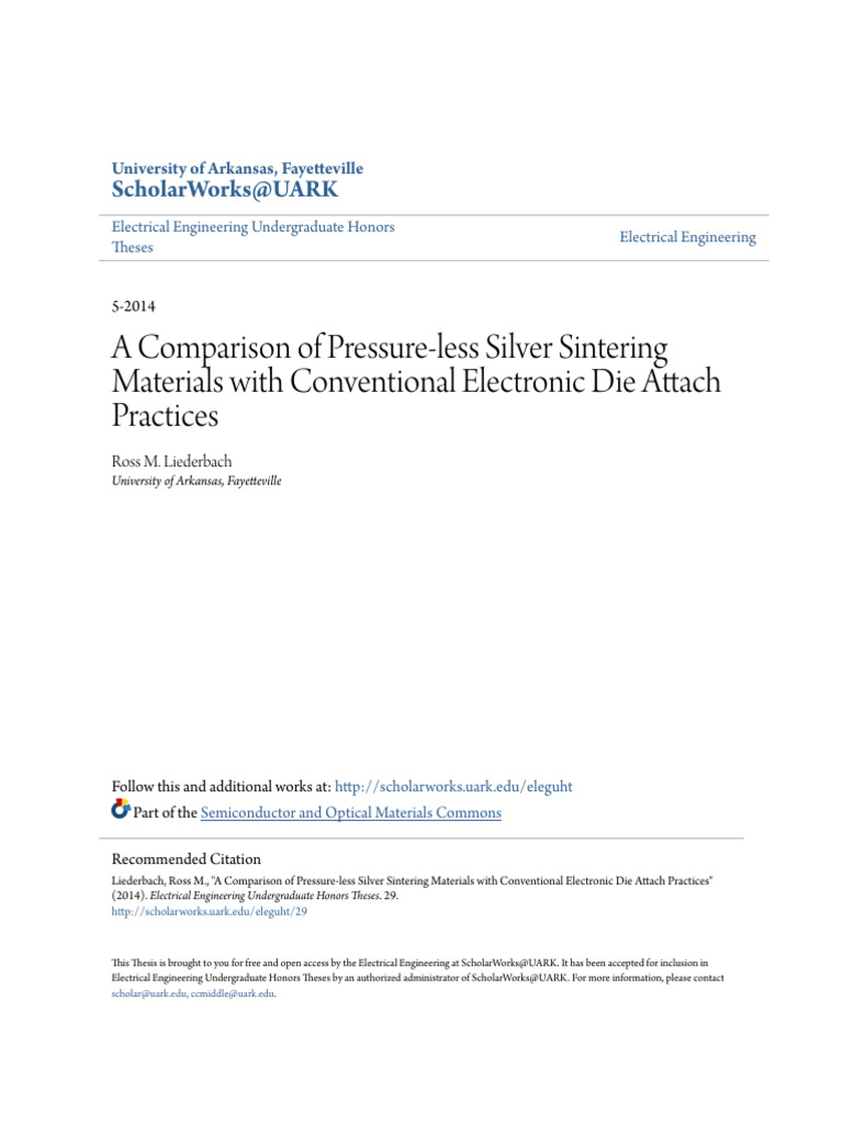 A Comparison of Pressure-Less Silver Sintering Materials With Con | PDF ...