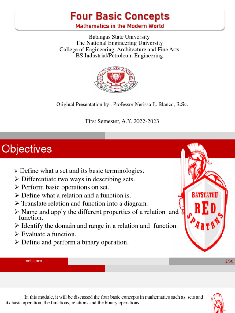 Four Basic Concepts | PDF | Set (Mathematics) | Function (Mathematics)