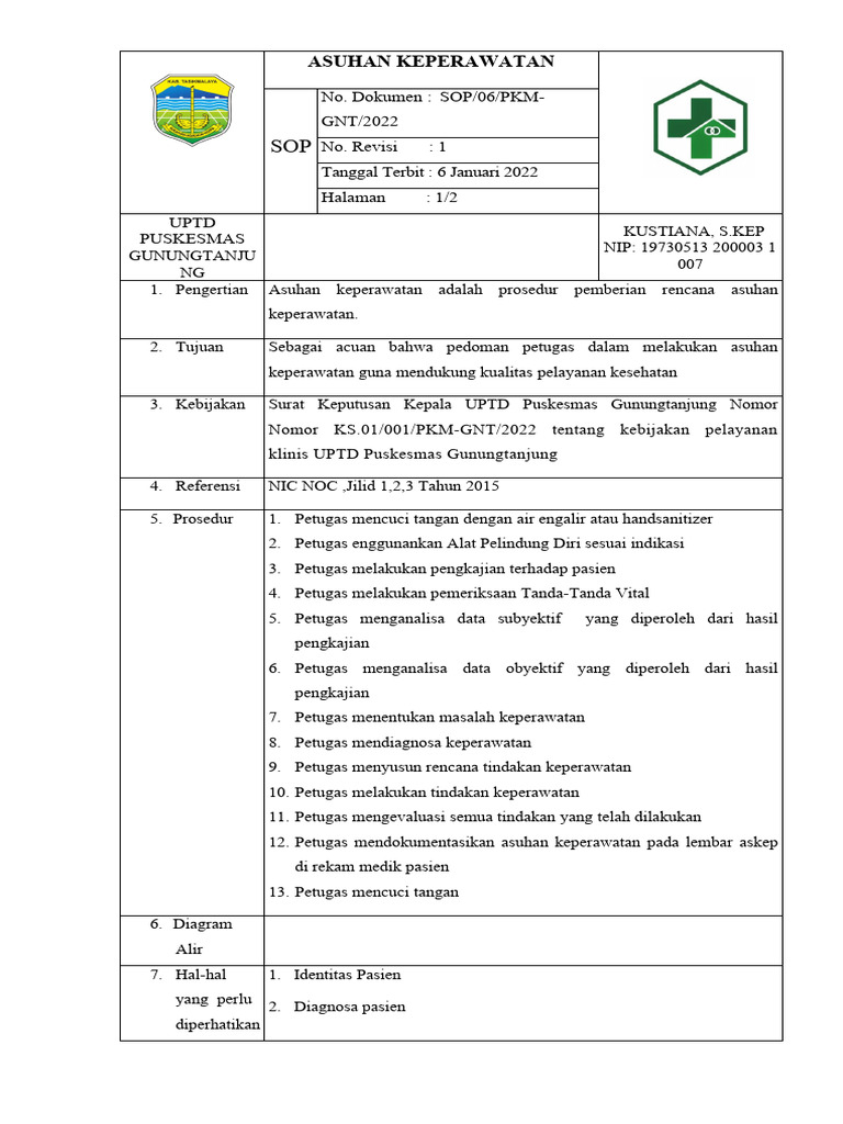 Sop Asuhan Keperawatan | PDF | Pengelolaan Keuangan & Uang
