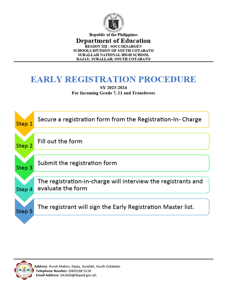 Early Registration Steps for SY 2023-2024 | PDF