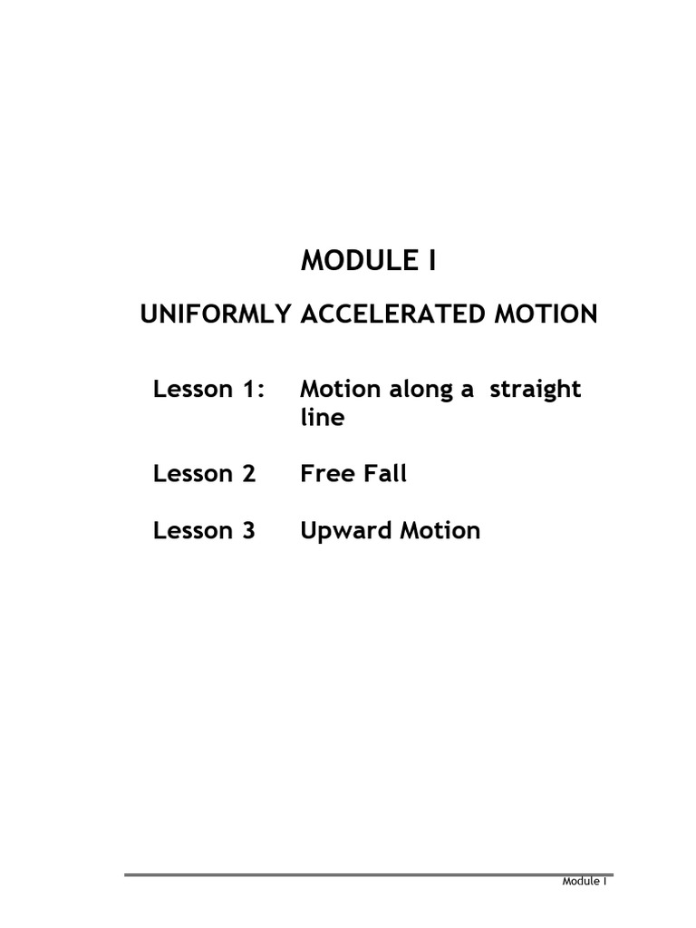 1 Updated Physics Module-I | PDF | Acceleration | Speed