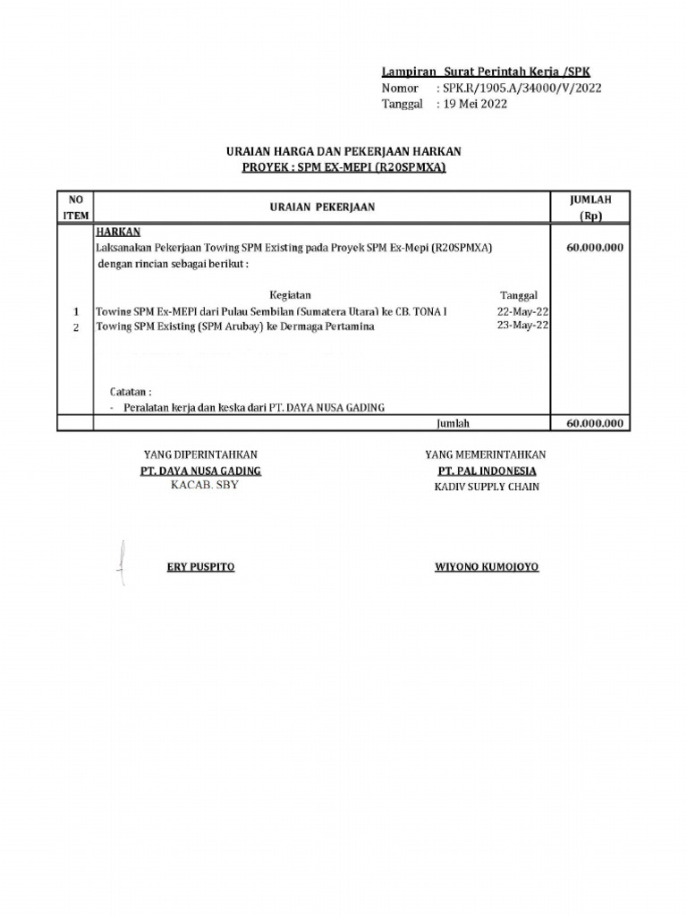 Lampiran DNG - Towing SPM Existing (Paraf) | PDF