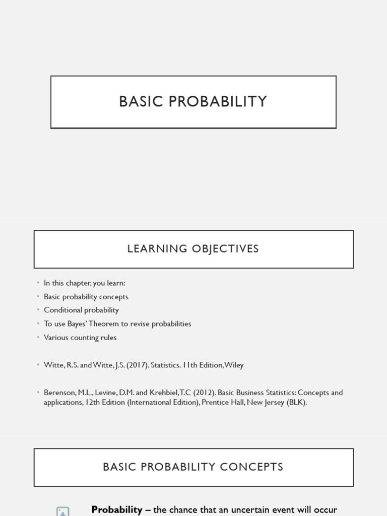 Lesson 04 - Basic Probability | PDF | Probability | Statistical Theory
